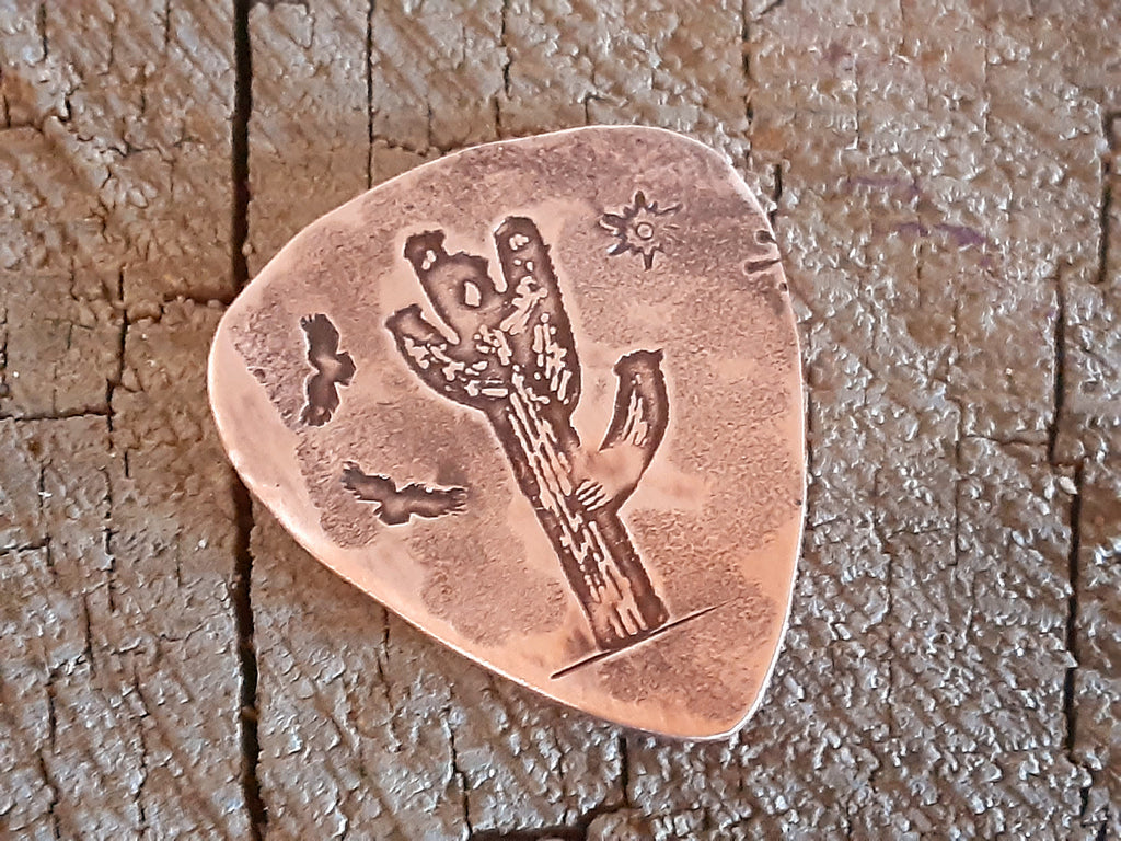 copper guitar pick with cactus - playable – Nici's Picks