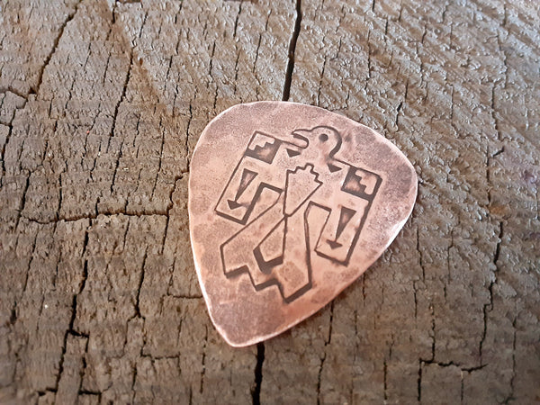 handmade copper guitar pick with thunderbird - playable – Nici's Picks