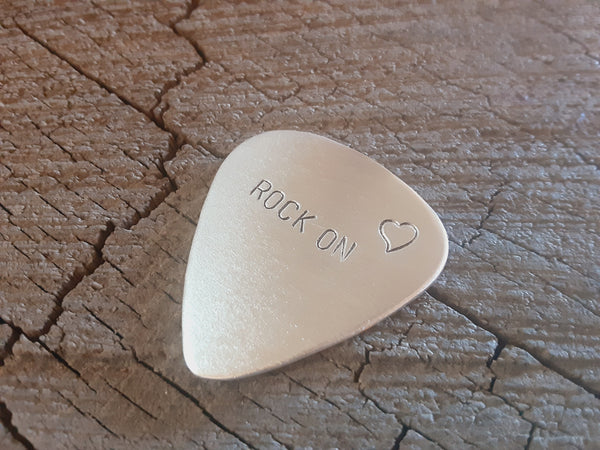 sterling silver guitar pick - playable with rock on and heart – Nici's ...
