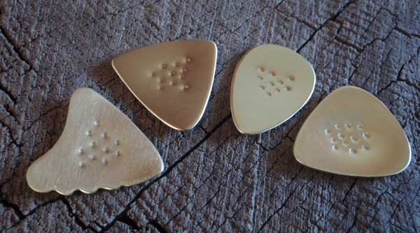 brass guitar picks - QTY 4 - mixed shapes - playable - non slip – Nici ...