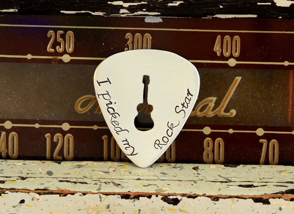 I picked my Rock Star Guitar Pick with Rocking Guitar Cut Out in Alumi ...