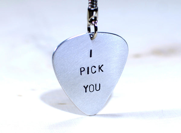 Guitar Pick Key Chain I Pick You in Aluminum – Nici's Picks