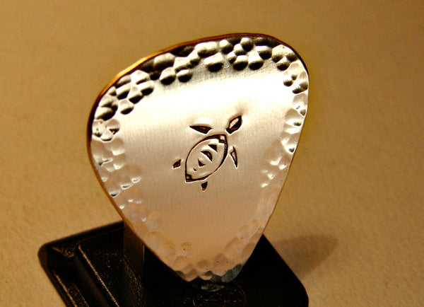 Bronze Guitar Pick with Tortoise Stamp and Hammered Design Work – Nici ...