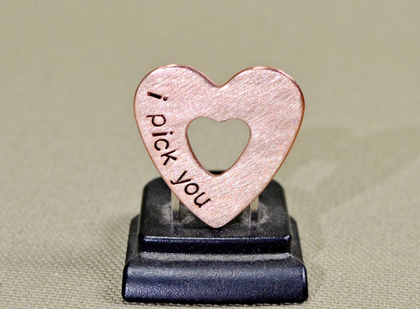 Double heart mini guitar pick in copper – Nici's Picks