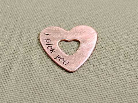 Double heart mini guitar pick in copper – Nici's Picks