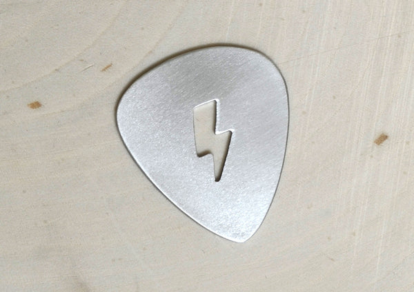 Lightening Bolt Guitar Pick Handmade from aluminum to Electrify Charge ...