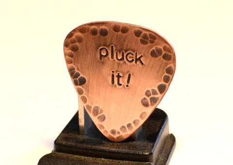 Pluck It Rustic Copper Guitar Pick with Patina and Hammered Pattern ...