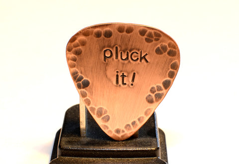 Pluck It Rustic Copper Guitar Pick with Patina and Hammered Pattern ...