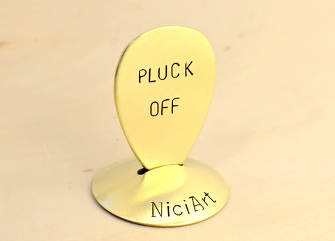 Pluck Off Brass Teardrop Guitar Pick – Nici's Picks