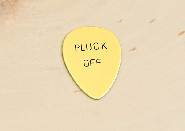 Pluck Off Brass Teardrop Guitar Pick – Nici's Picks