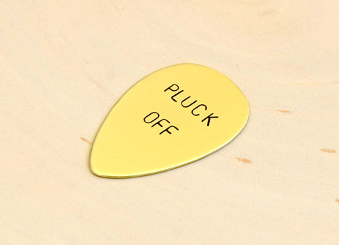 Pluck Off Brass Teardrop Guitar Pick – Nici's Picks