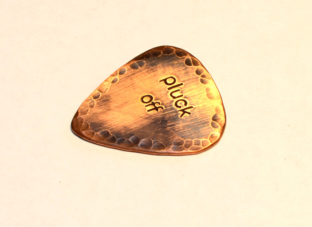 Pluck Off Copper Rustic Guitar Pick with Antiqued Patina and Hammered ...