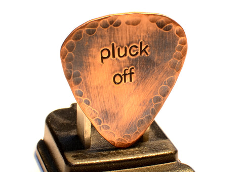 Pluck Off Copper Rustic Guitar Pick with Antiqued Patina and Hammered ...