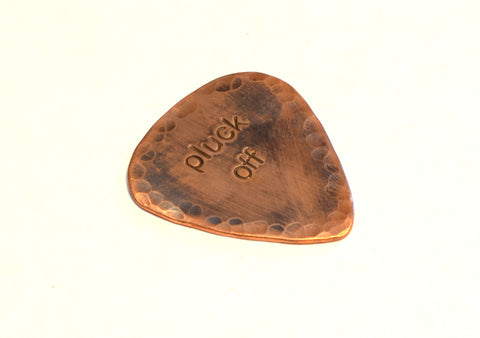 Pluck Off Copper Rustic Guitar Pick with Antiqued Patina and Hammered ...