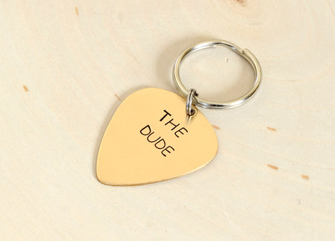 Personalized Bronze Guitar Pick Keychain Custom Stamped and Engraved ...