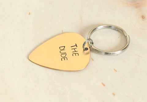 Personalized Bronze Guitar Pick Keychain Custom Stamped and Engraved ...