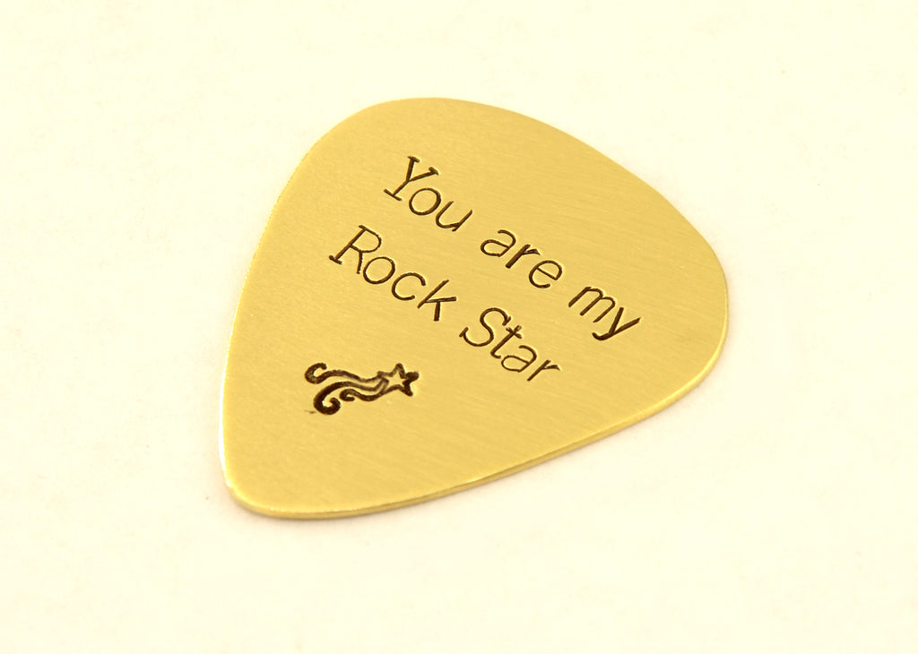 Guitar Pick for an Aspiring Rock Star in Brass – Nici's Picks