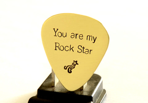 Guitar Pick for an Aspiring Rock Star in Brass – Nici's Picks